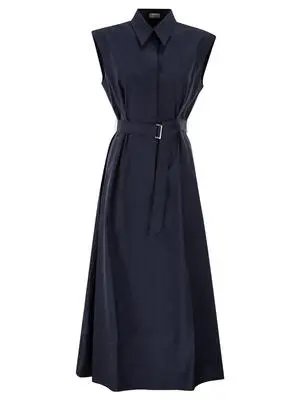 Brunello Cucinelli Sleeveless Belted Maxi Dress - Black