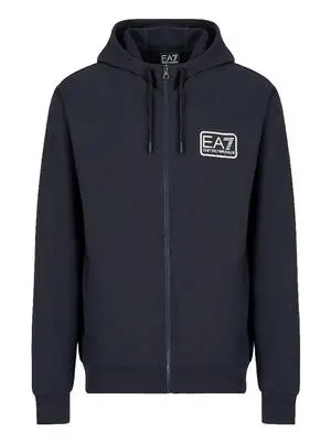 EA7 Casual Zip-up Jacket With Hood - Black