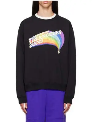 Gucci Los Angeles Rainbow Graphic Sweatshirt - Black
