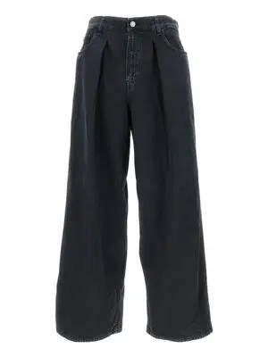HAIKURE Pleated Wide Leg Jeans - Black