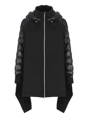 Herno Draped Hooded Coat With Asymmetric Hem - Black