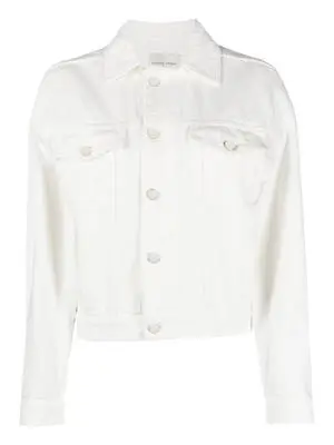 LOULOU STUDIO Long Sleeve Cropped Casual Jacket - White