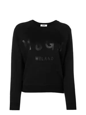 MSGM Printed Crewneck Sweatshirt - Black