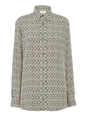Fendi Allover Ff Striped Printed Long-sleeved Shirt - Black
