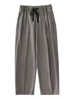 Studio Nicholson Cropped Pleated Trousers With Drawstring - Warm Gray