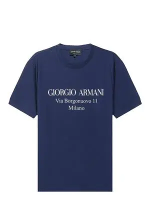 Giorgio Armani T-shirt With Round Neck And Short Sleeves - Blue