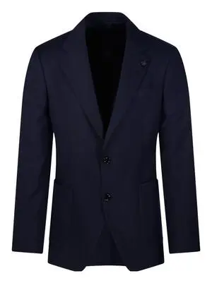LARDINI Virgin Wool Single-breasted Jacket - Black
