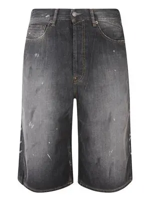Acne Studios Wide Leg Denim Bermuda Shorts - Black