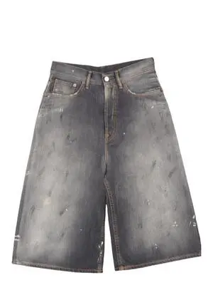 Acne Studios Wide Leg Denim Bermuda Shorts - Gray