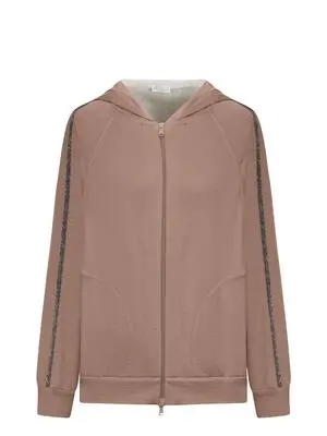 Brunello Cucinelli Embellished Zipped Hoodie - Brown