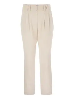 Brunello Cucinelli Pleated Tapered Leg Trousers - Nude