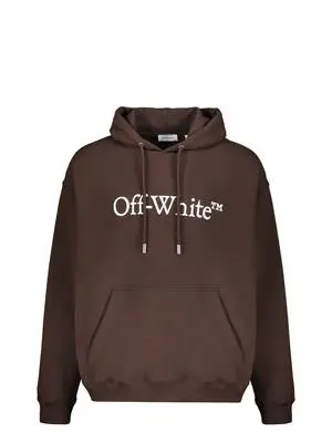 Off-White Logo Print Hoodie - Brown