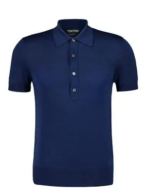 TOM FORD Short-sleeved Knitted Polo Shirt - Blue
