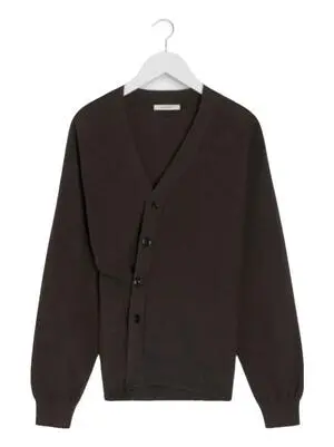 LEMAIRE V-neck Cardigan With Asymmetrical Closure - Dark Cacao