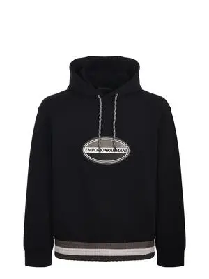 Emporio Armani Embroidered Logo Hoodie - Black