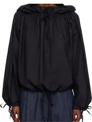BASERANGE Long Sleeve Shirt With Drawstring Details - Black