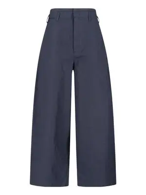 LEMAIRE Oversized Wide Leg Chinos - Graphite Blue
