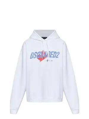 Dsquared2 Graphic Print Drawstring Hoodie - White