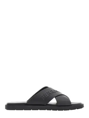 FERRAGAMO Cross-strap Slippers - Black