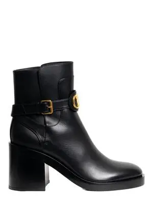 Valentino Garavani Vlogo Signature Block Heel Ankle Boots - Black