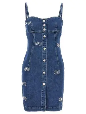 Moschino Appliquéd Denim Mini Dress - Blue