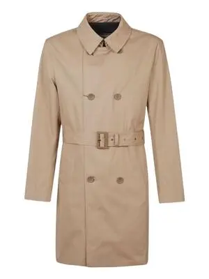 Herno Double-breasted Belted Coat - Nude