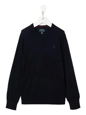 Polo Ralph Lauren Wool Jumper With Embroidered Logo - Black