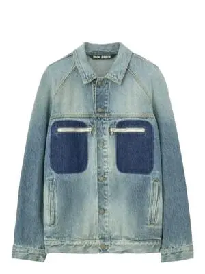 Palm Angels Buttoned Denim Jacket - Green