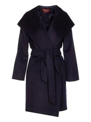 Max Mara Belted Coat With Lapel Collar - Blue