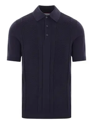 Brunello Cucinelli Short-sleeved Knitted Polo Shirt - Midnight Blue