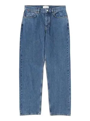 MARINE SERRE Straight Leg Jeans With Signature Print - Blue