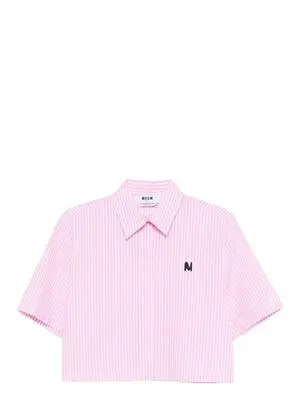 MSGM Striped Cropped Shirt - Pink