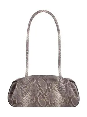 Yuzefi Oyster Mini Shoulder Bag In Embossed Snake Cowhide Leather - Gray