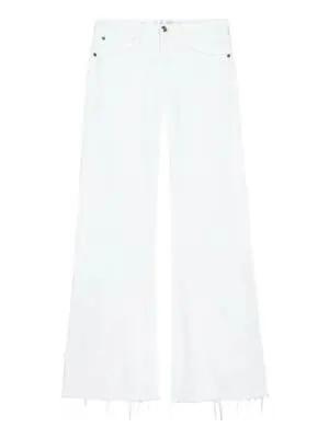 FRAME Distressed Flared Jeans - White