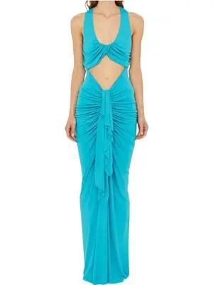 Christopher Esber Christopher Esber Vivenda Draped Cut-Out Gown Teal