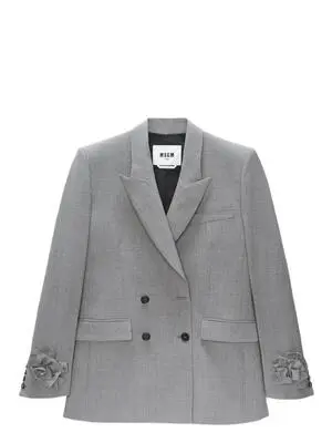 MSGM Floral Appliqué Logo Patch Blazer - Gray