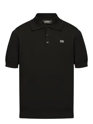 Dsquared2 Logo Embroidered Short-sleeved Polo Shirt - Black