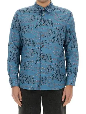 Paul Smith Graphic Printed Long-sleeved Shirt - Blue