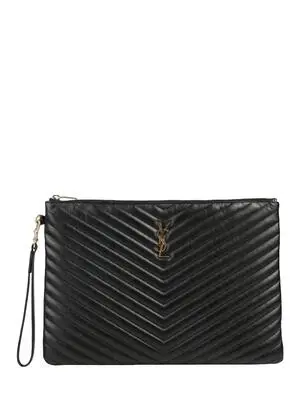 SAINT LAURENT Saint Laurent Quilted Document Holder With Gold Logo Plaque