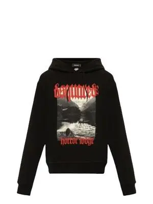 Dsquared2 Graphic Printed Drawstring Hoodie - Black