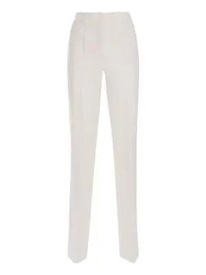 P.a.r.o.s.h Pleated Casual Pants With Belt Ring Design - White