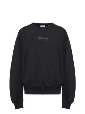 Burberry Crewneck Sweatshirt With Embroidered Logo - Black