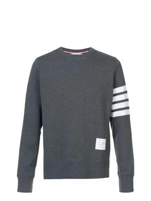Thom Browne 4-bar Stripe Long Sleeve Crewneck Sweatshirt - Dark Gray