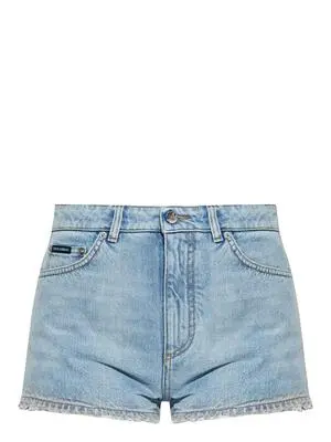 Dolce & Gabbana Frayed Denim Shorts - Blue