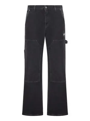 Off-White Logo Patch Straight Leg Jeans - Black