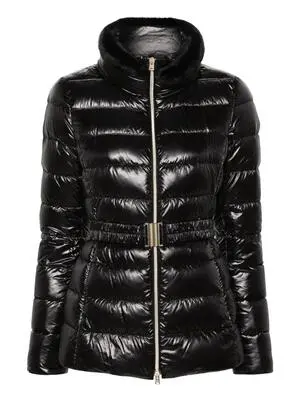 Herno High Neck Belted Puffer Jacket - Black