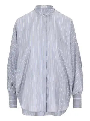 Brunello Cucinelli Striped Buttoned Shirt - Gray