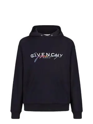 Givenchy Rainbow Logo Cotton Hoodie - Black