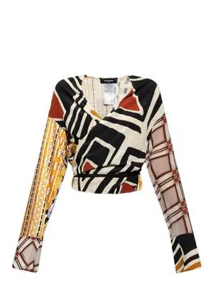 Dsquared2 Geometric Print V-neck Blouse - Nude