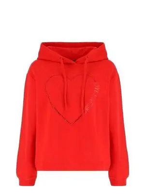 Moschino Heart Embellished Hoodie - Red